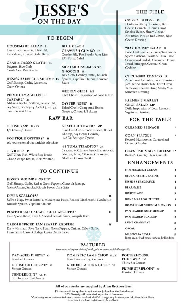 On The Bay – Dinner - Jesse's Restaurant