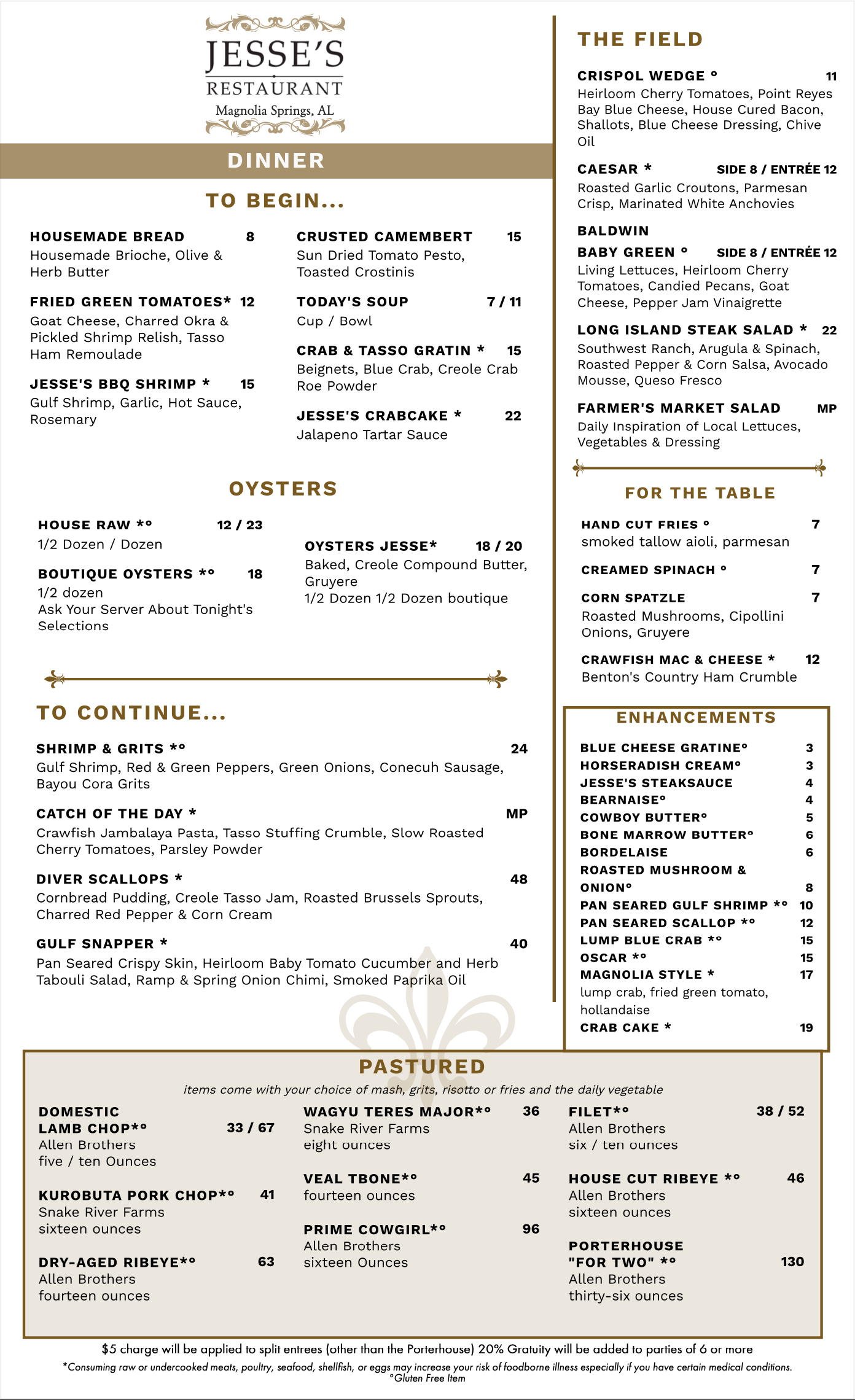 Magnolia Springs – Dinner - Jesse's Restaurant