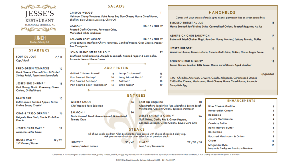 Magnolia Springs – Lunch - Jesse's Restaurant