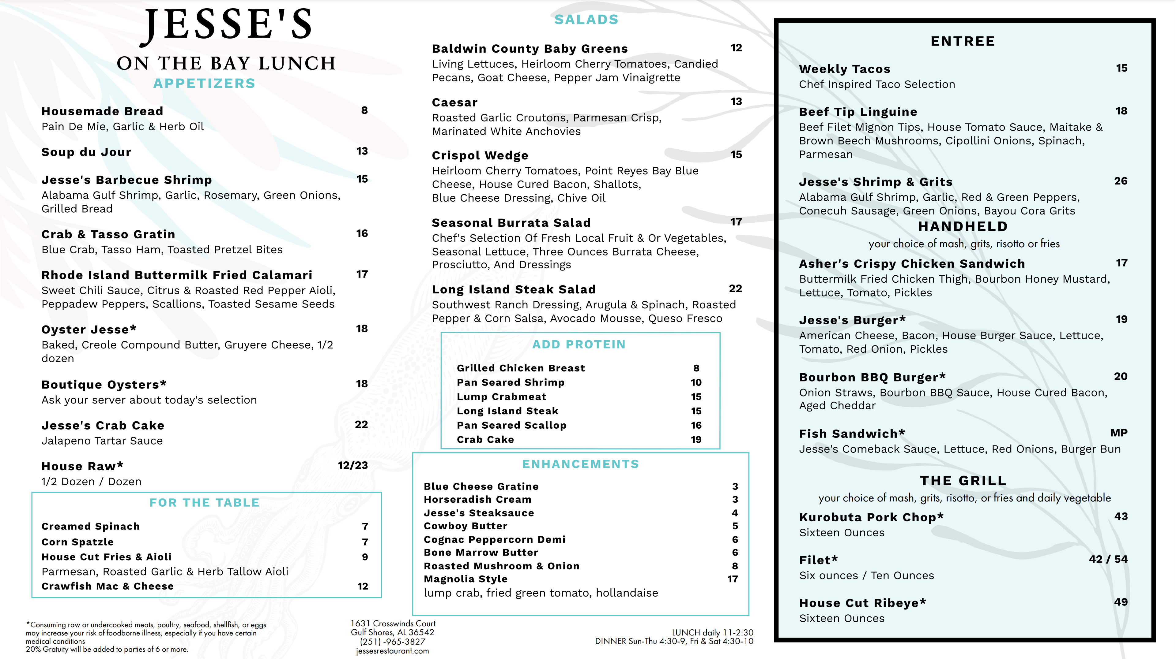 On The Bay – Lunch - Jesse's Restaurant